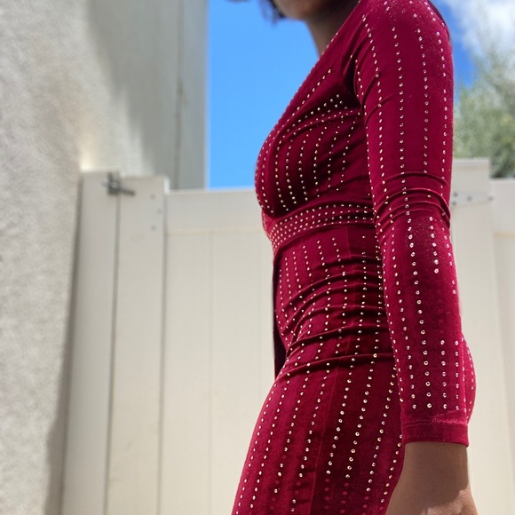Windsor | Dresses | Sexy Form Fitting Red Dress With Rhinestones | Poshmark